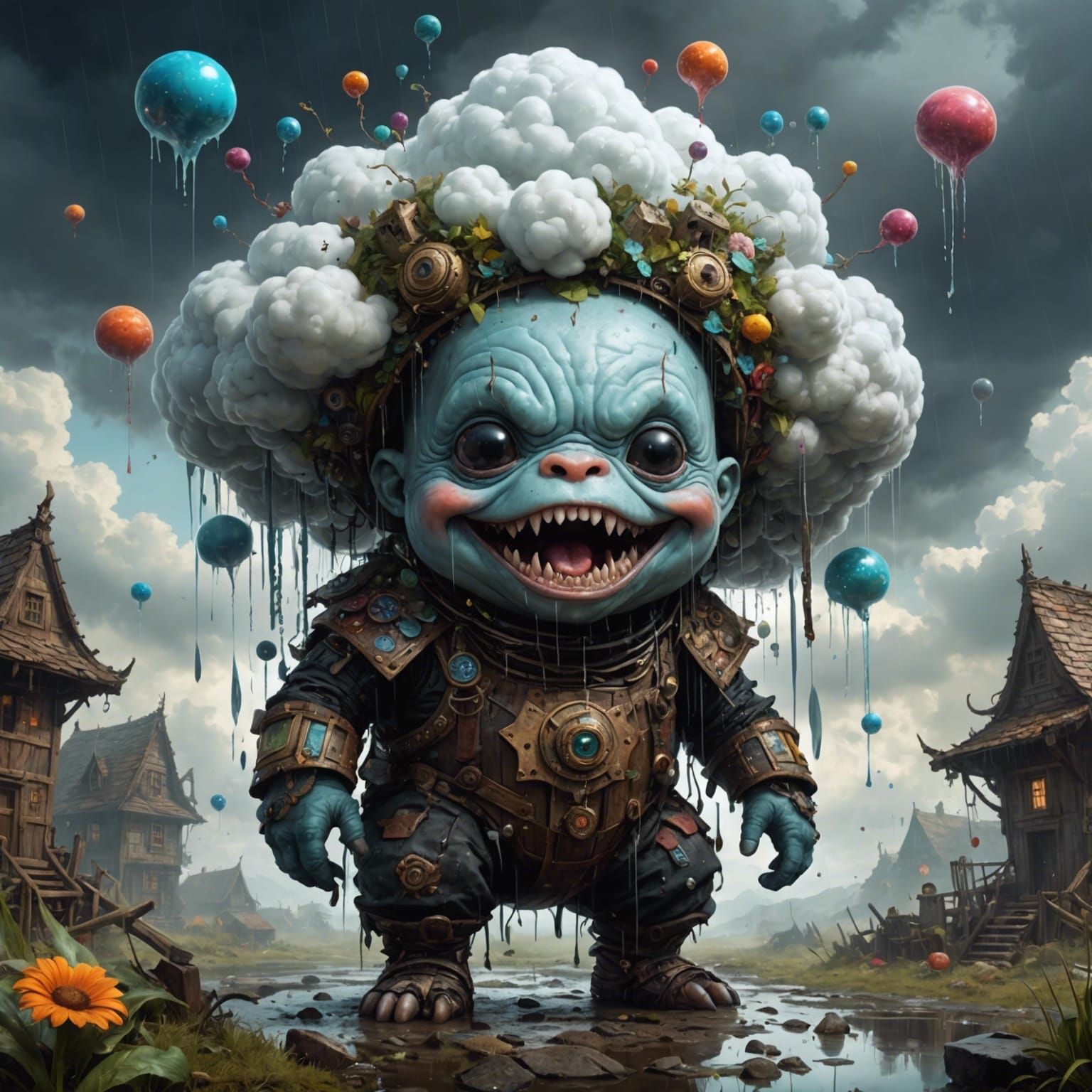 The Cloud Maker, the rain is ever so slimy under his shadow - AI ...