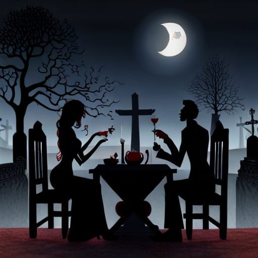 vampire couple having dinner - AI Generated Artwork - NightCafe Creator