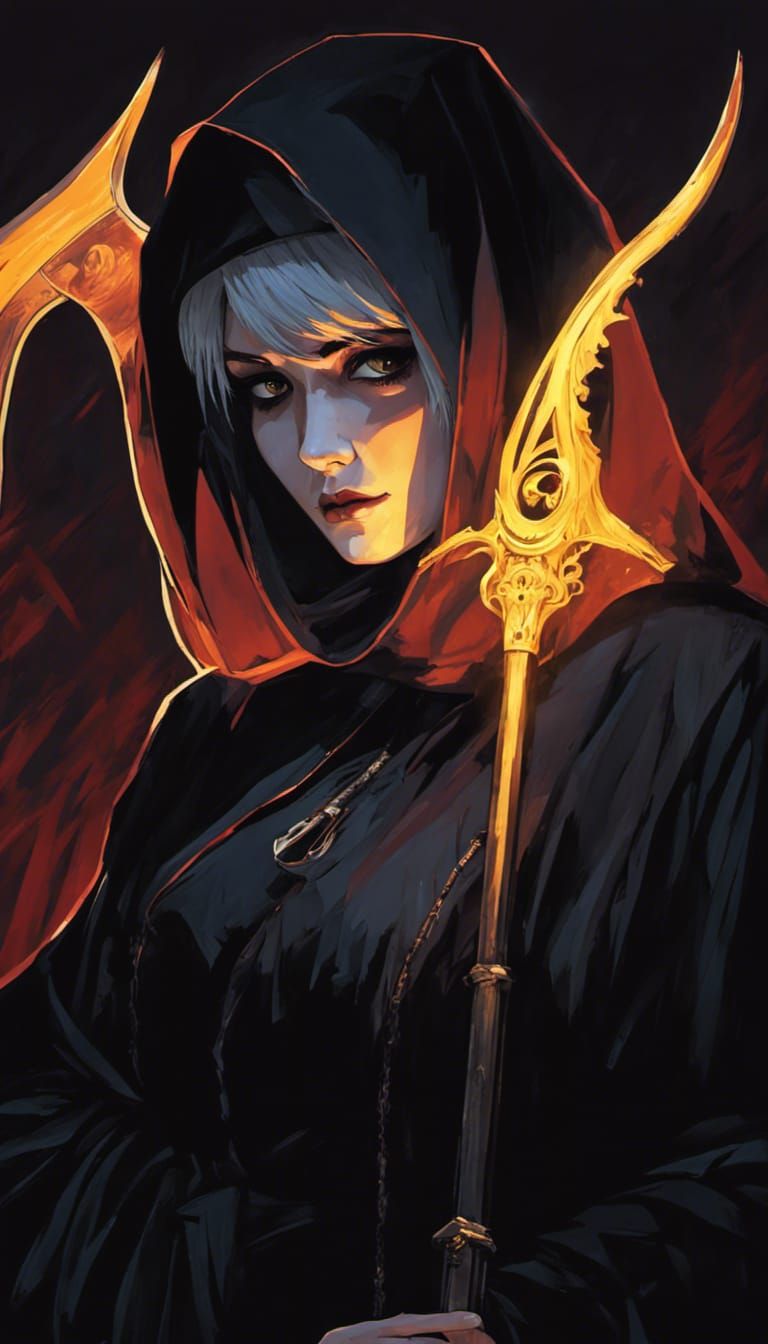 Female reaper in a dark nun outfit holding a scythe (SDXL 1.0) - AI ...
