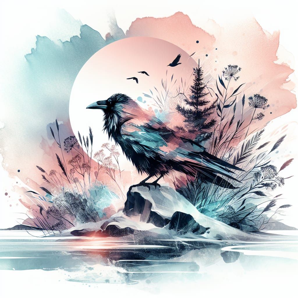 insanely detailed digital double exposure layer art watercolor liquid ...