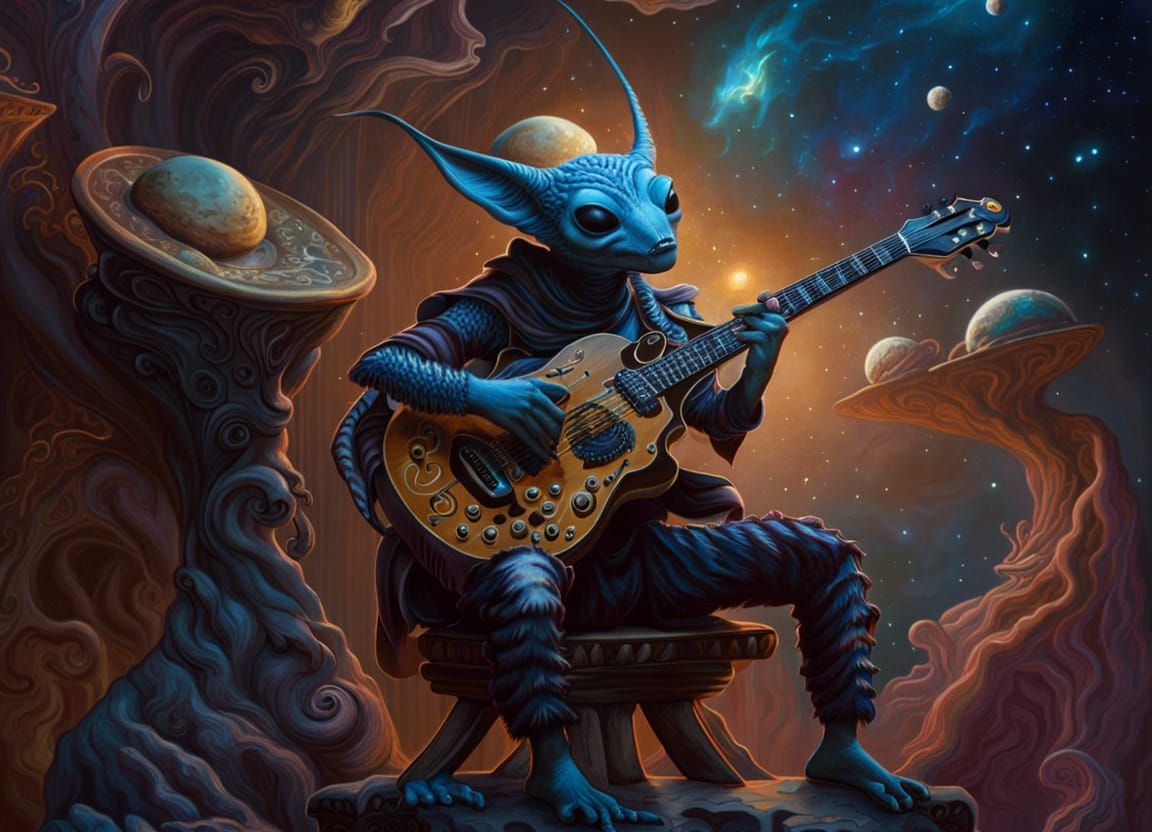 Alien Guitarist - AI Generated Artwork - NightCafe Creator