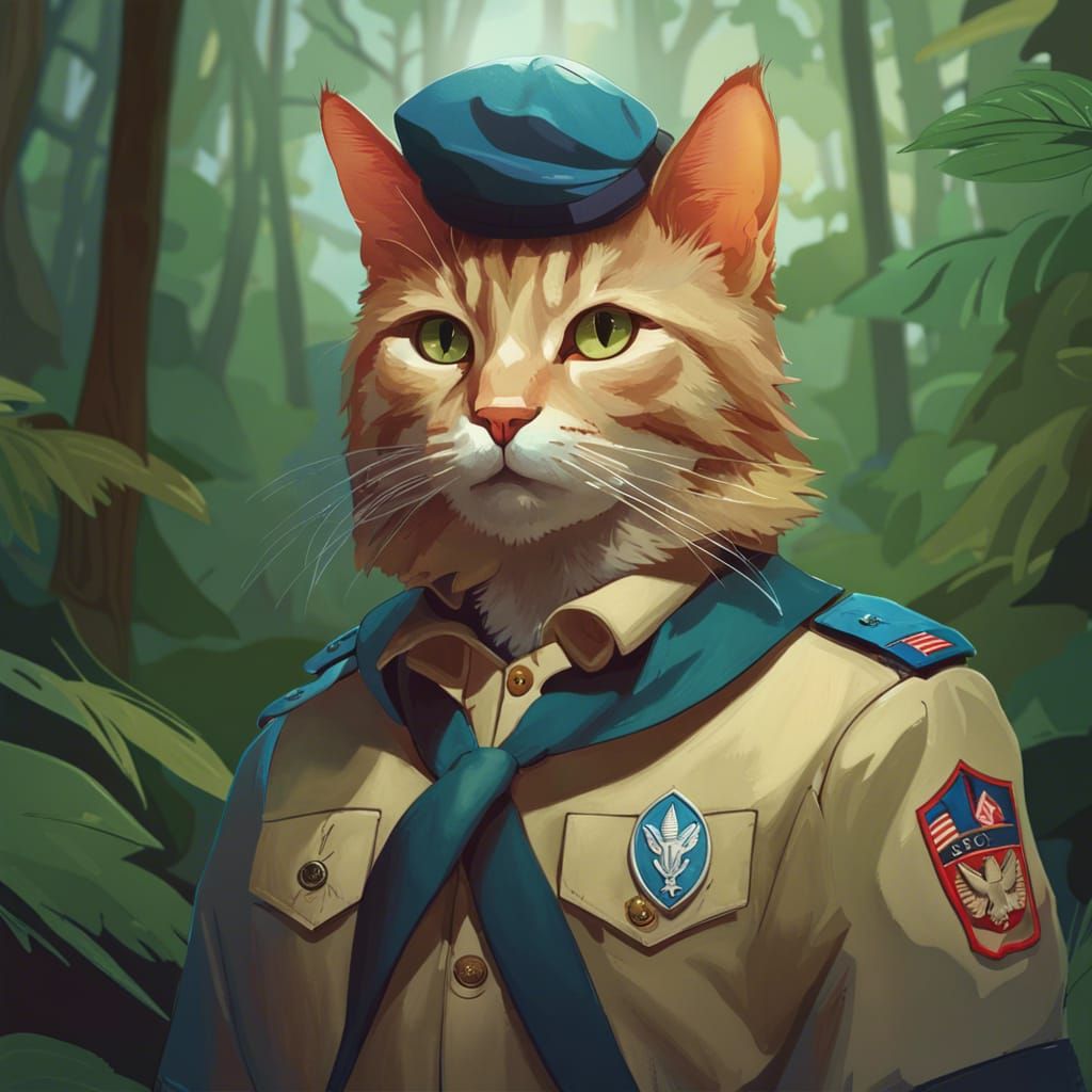 Boy Scout Cat - AI Generated Artwork - NightCafe Creator