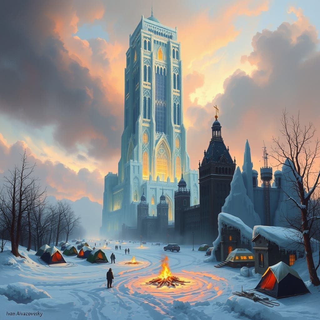 "Frozen Skyscraper Cathedral" - Surreal Cityscape Transforme...