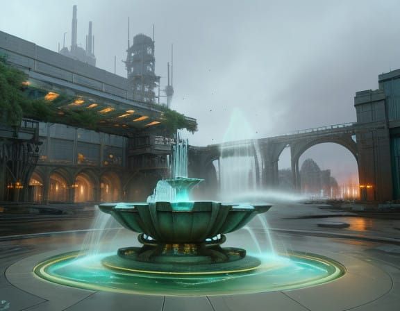 Ethereal Time Machine Building in Cyberpunk Futuri... - AI Art