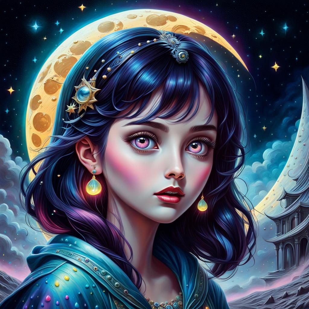 The Moon Girl... - AI Generated Artwork - NightCafe Creator