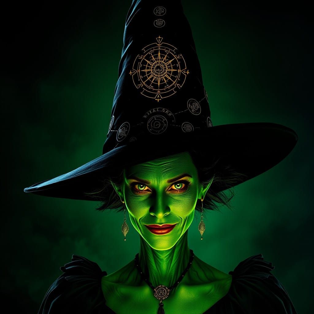 "Envy" - Classic Hollywood Witch in Dark Ominous Background