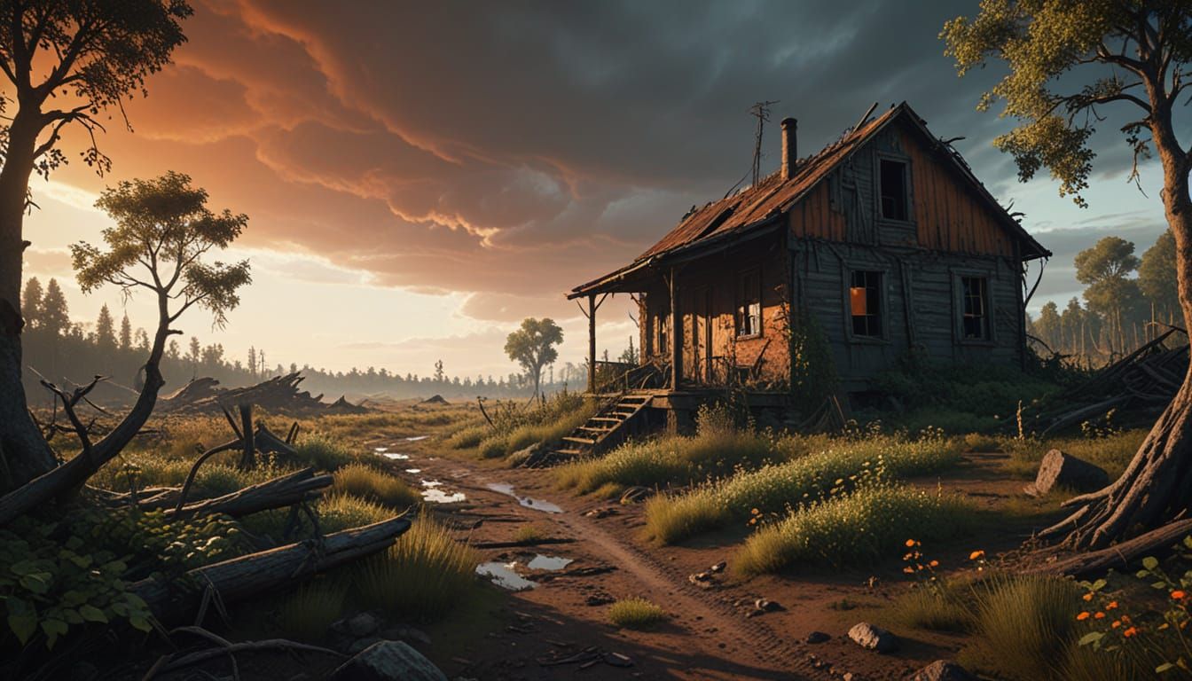 Gritty Summer Wilderness in Post-Apocalyptic Swede... - AI Art