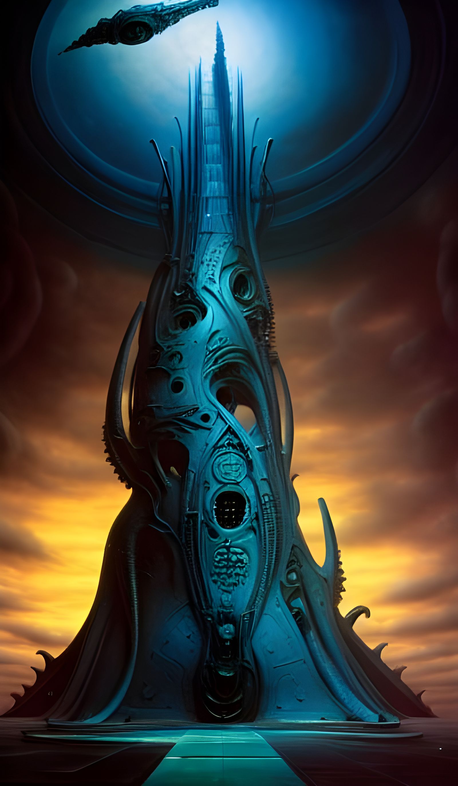 Biomechanical Alien tower - AI Generated Artwork - NightCafe Creator