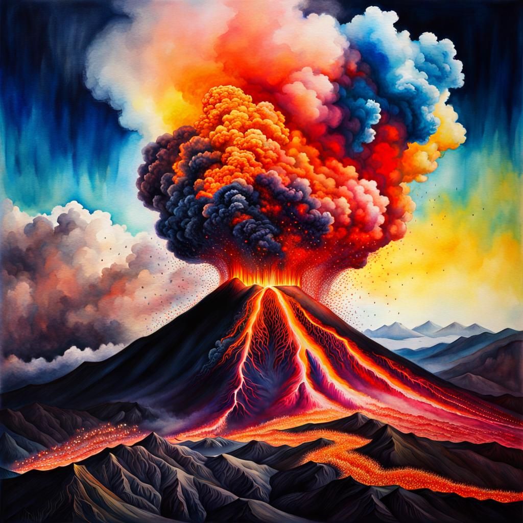 Volcano Exploding out - AI Generated Artwork - NightCafe Creator