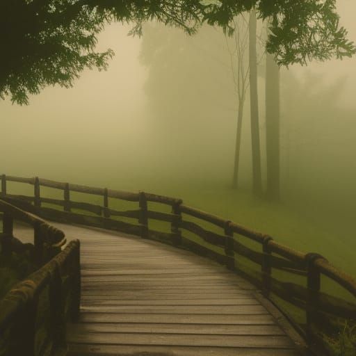 Deep mist and fog Bridge - AI Generated Artwork - NightCafe Creator