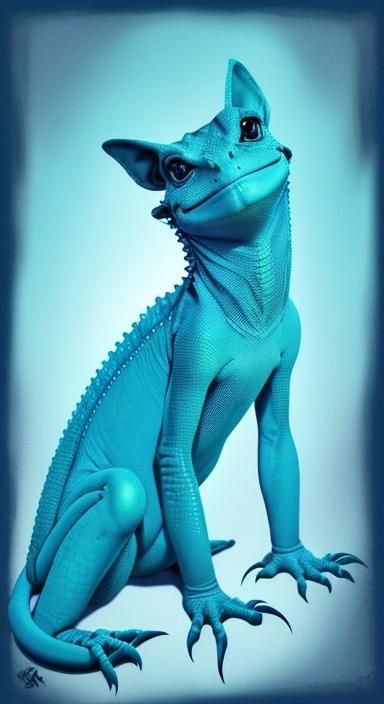 Blue Florescent Skin Khazarian Mafia supernatural lizard cats - AI ...