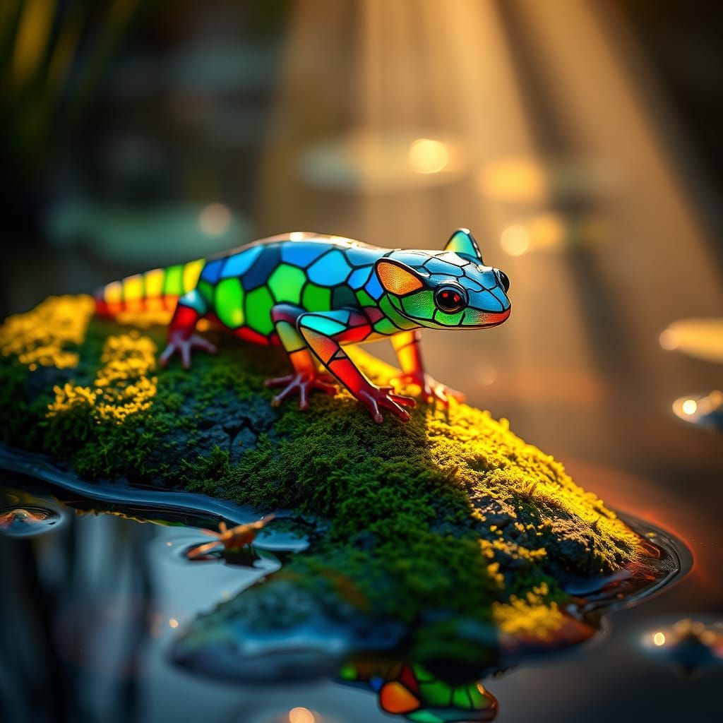 Stained Glass Axolotl 1 - Iridescent Stained Glass Axolotl ...