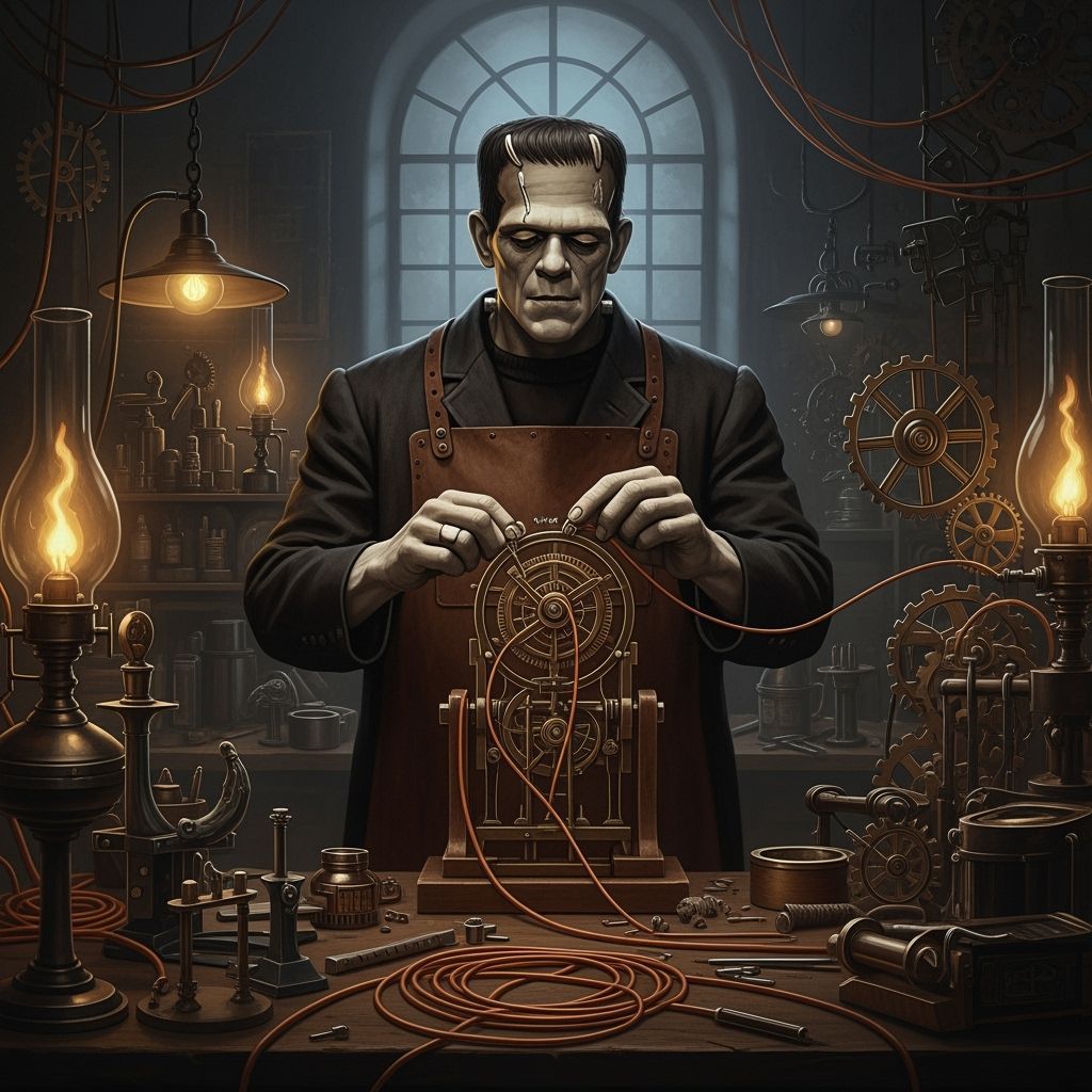 Frankenstein's Clockwork Assembly: Dark Fantasy Ar... - AI Art