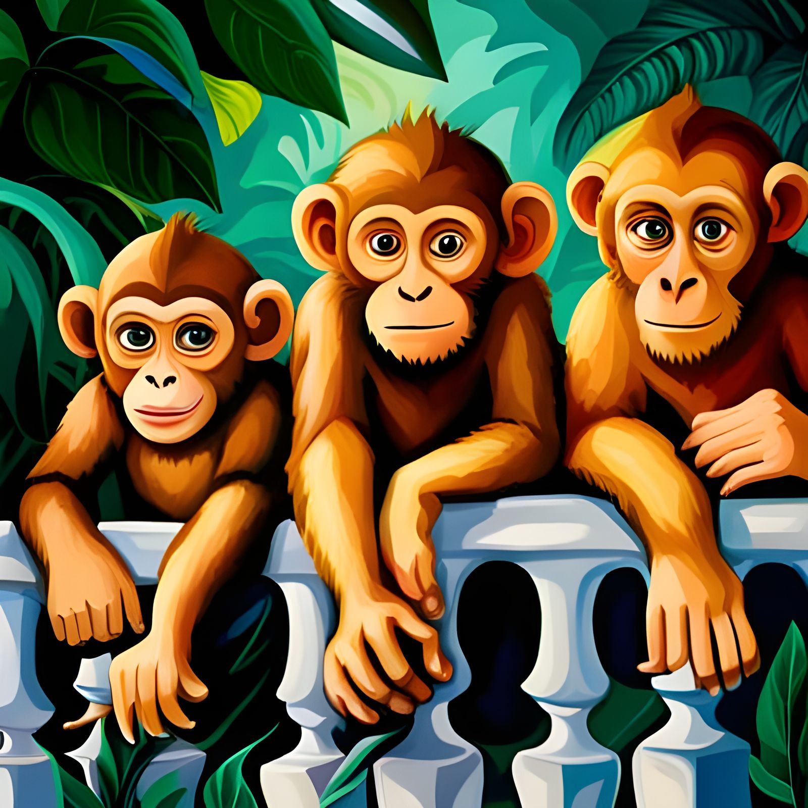 Three or four wild monkeys - AI Generated Artwork - NightCafe Creator