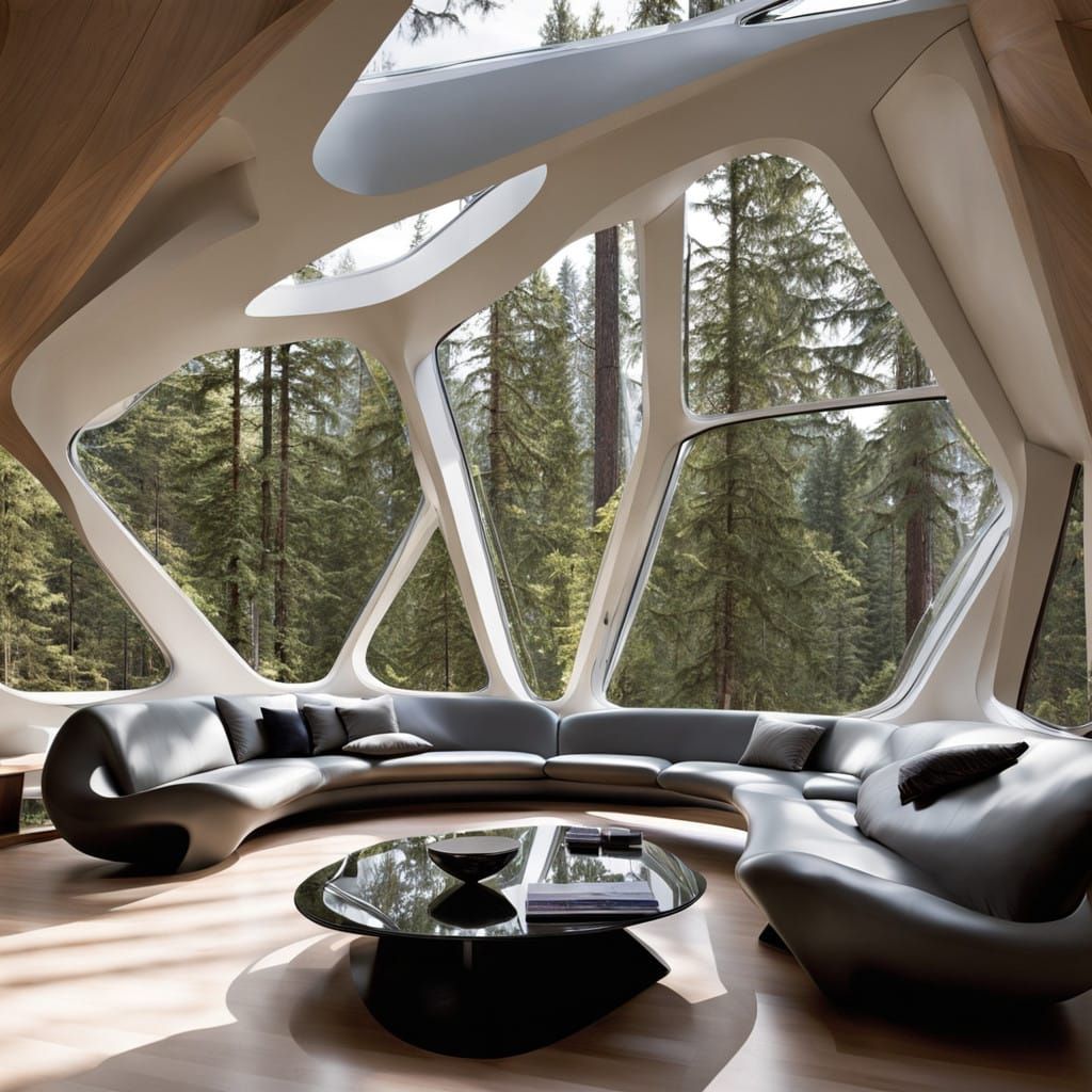 Inside the Music House - Retro-Futuristic Alaska Forest Hous...