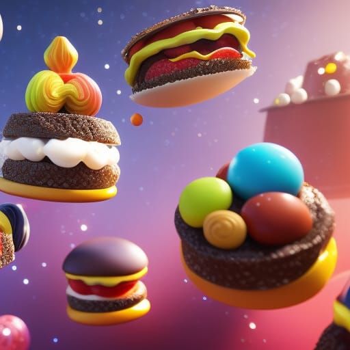 Floating Foods - AI Generated Artwork - NightCafe Creator