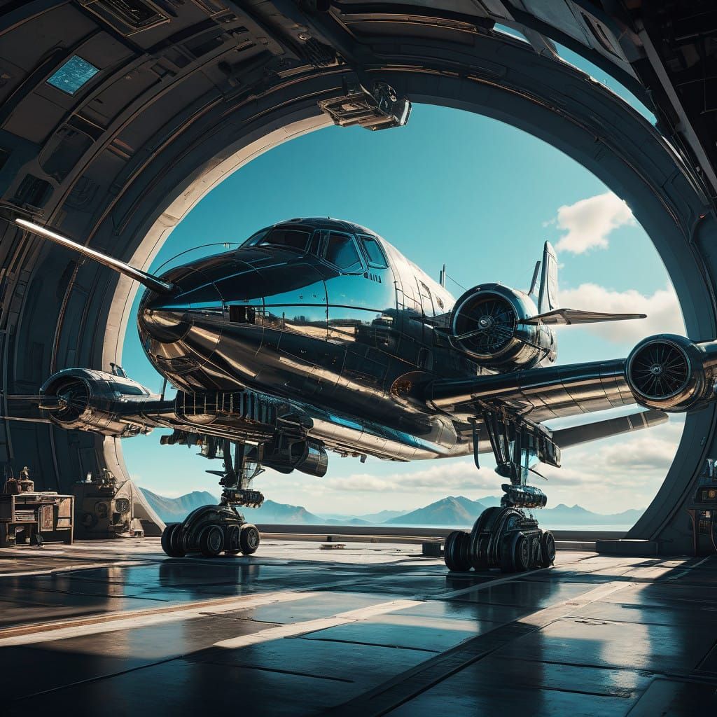 A majestic, steam-punk inspired airliner, reminiscent of a bygone era ...