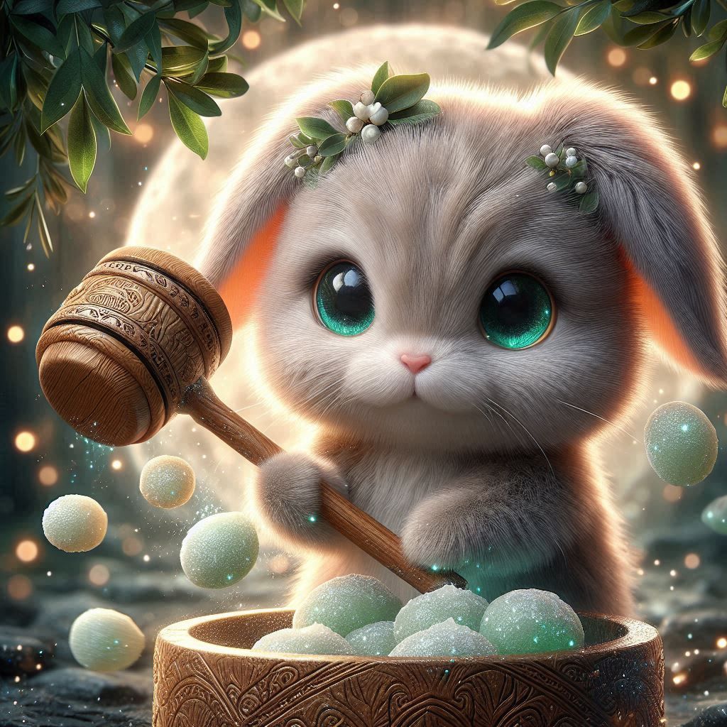 Moon Rabbit making elixir of immortality - AI Generated Artwork ...