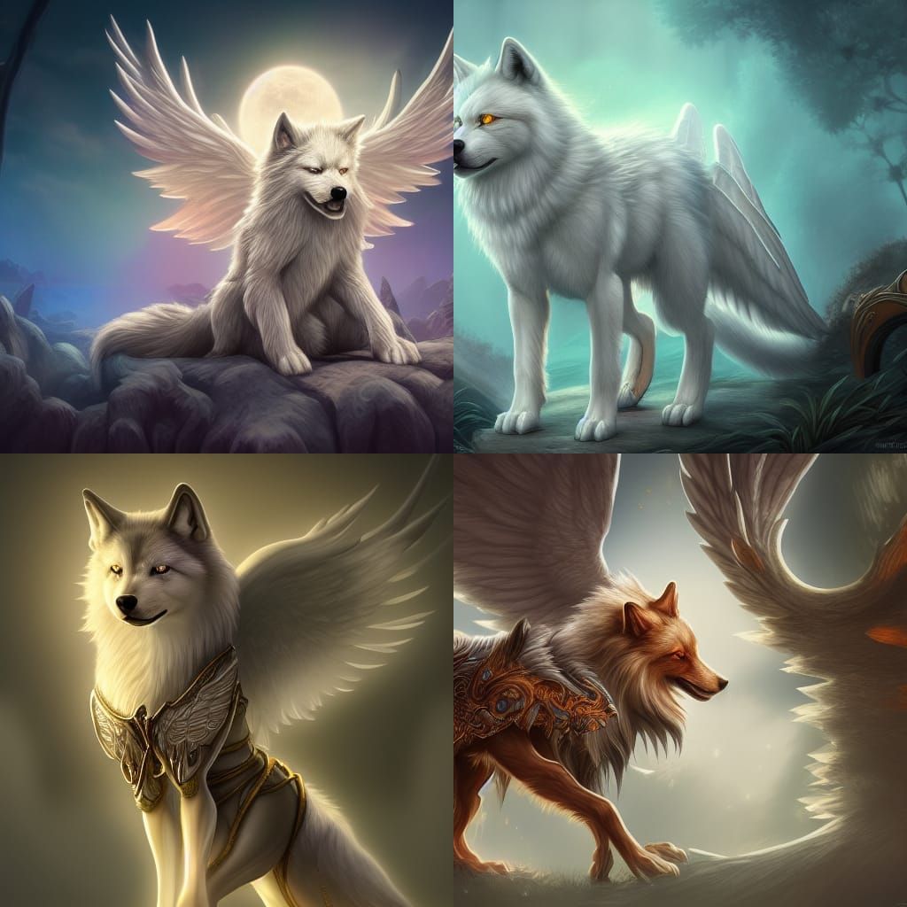 Angel wolf - AI Generated Artwork - NightCafe Creator