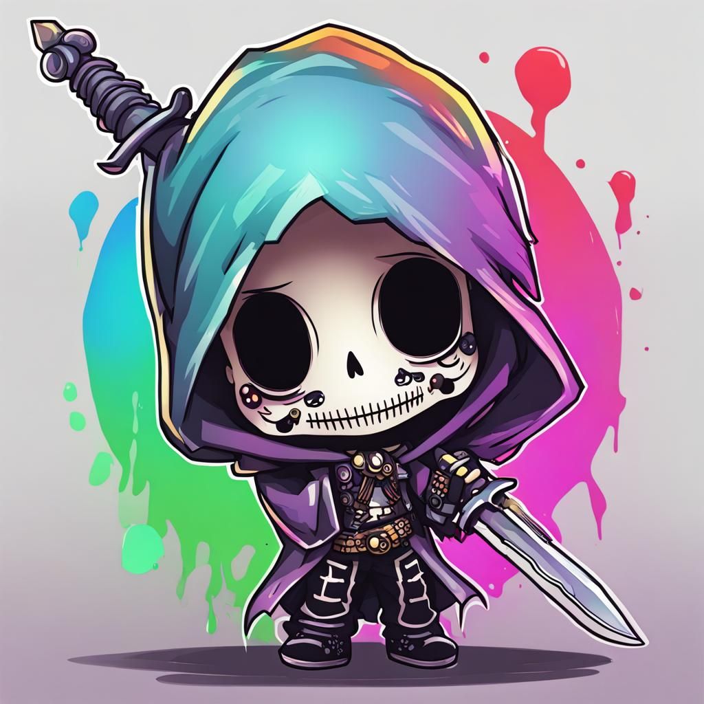 Chibi Death colorful - AI Generated Artwork - NightCafe Creator