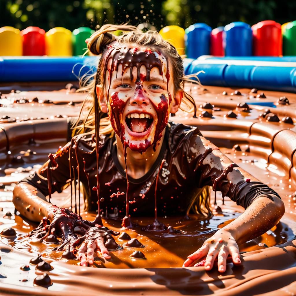 Chocolate Pool at Summer Camp - AI Generated Artwork - NightCafe Creator