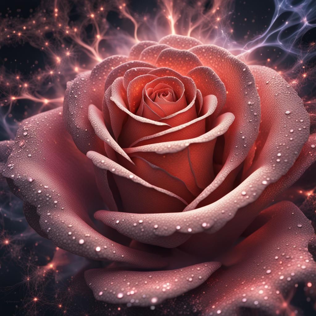 a beautiful rose, lush, detailed, fantasy illustration, hypermaximalism ...