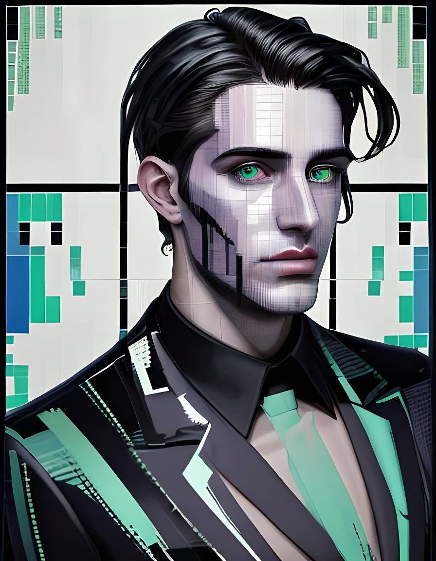 glitch art of a handsome man, distortion, tiling - AI Generated Artwork ...