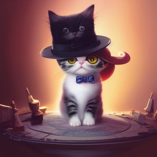 tiny cute kitten wearing a tophat : r/nightcafe
