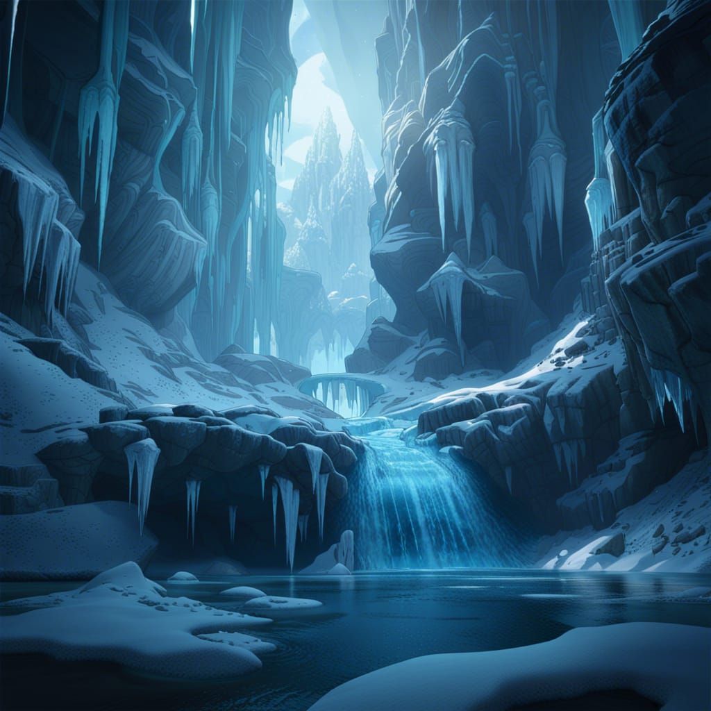 Icy Falls - AI Generated Artwork - NightCafe Creator