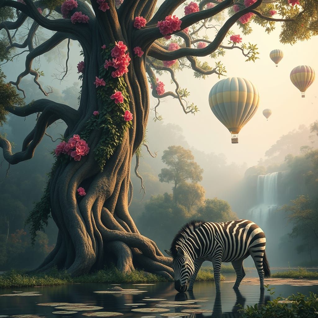 Ancient tree and zebra - Ancient tree and zebra