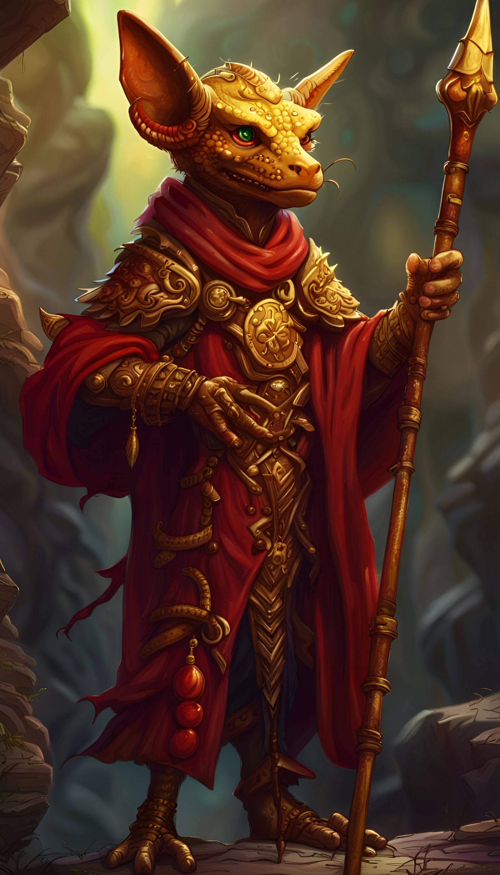 Golden Dragon Kobold Sorcerer - AI Generated Artwork - NightCafe Creator