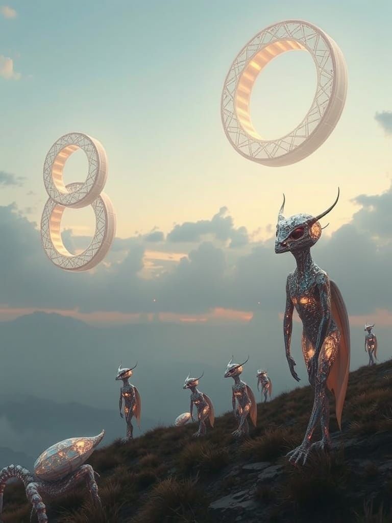 Infinity Complex 3/4 - Dreamlike Cityscape in Iridescent Hue...