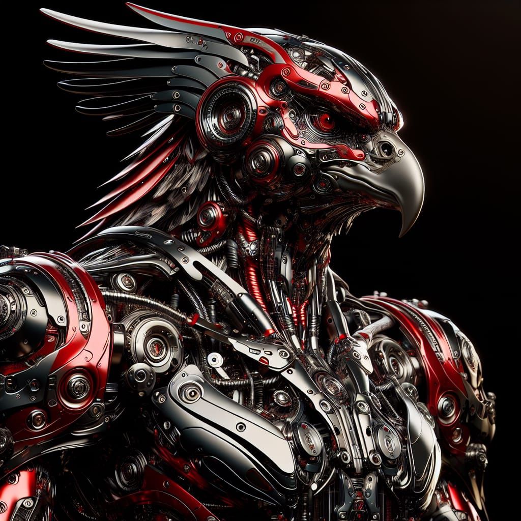 Futuristic cybernetic humanoid hawk warrior - AI Generated Artwork ...