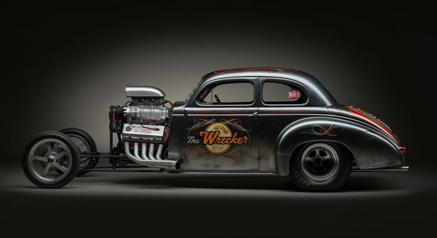 Vintage Dragster Revival in Rugged British Style - AI Art