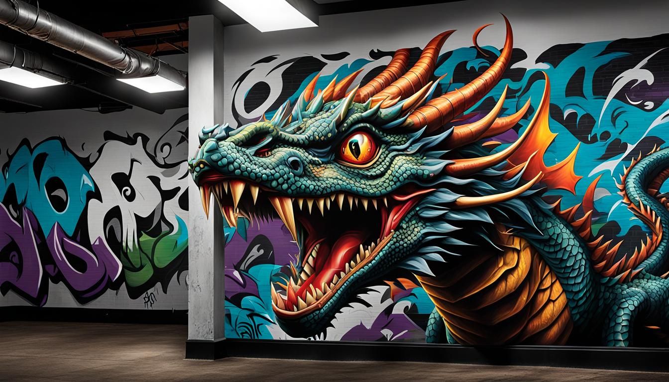 Graffiti Dragon comes to life - AI Generated Artwork - NightCafe Creator