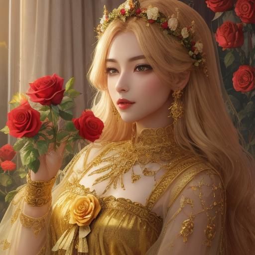 Dreaming in the land of the golden roses - AI Generated Artwork - NightCafe Creator