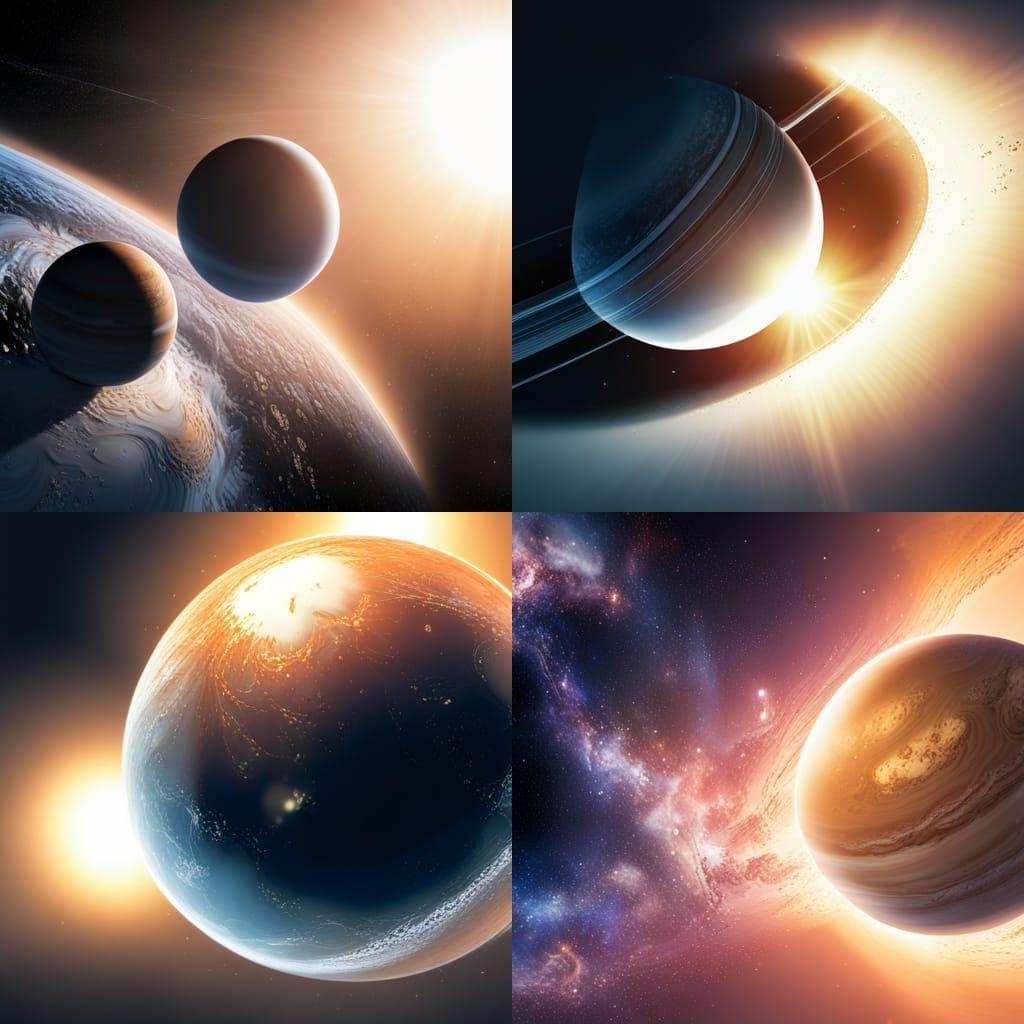 Pro macro shot of solar system, Splash art wide-angle lens Unreal ...