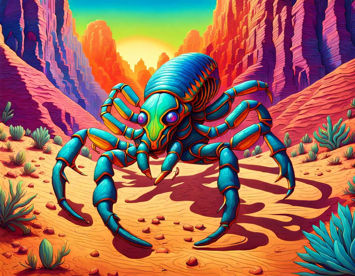 psychedelic alien scorpion - AI Generated Artwork - NightCafe Creator