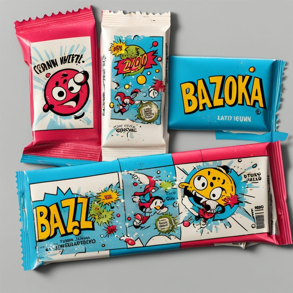Bazooka Bubble Gum Wrapper with comic strip inside
