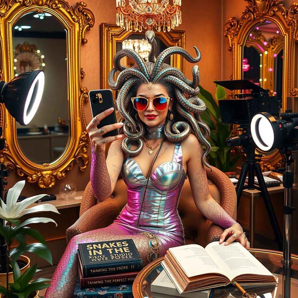 Medusa's Selfie Studio - Glamorous Medusa Captured in a High...