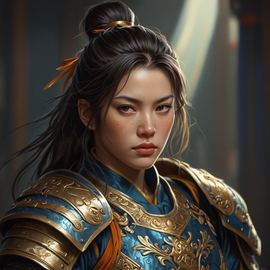 A warrior - Surreal Samurai Warrior in Traditional Armor