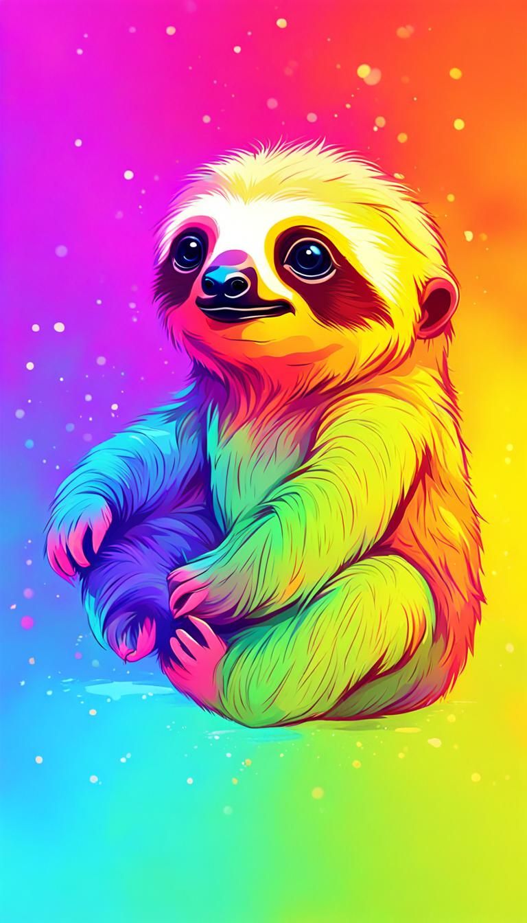 rainbow sloth - AI Generated Artwork - NightCafe Creator