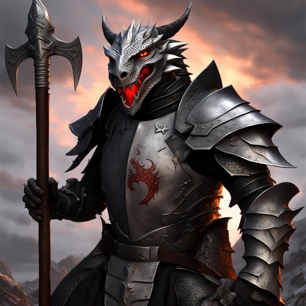 male silver dragonborn - AI Generated Artwork - NightCafe Creator