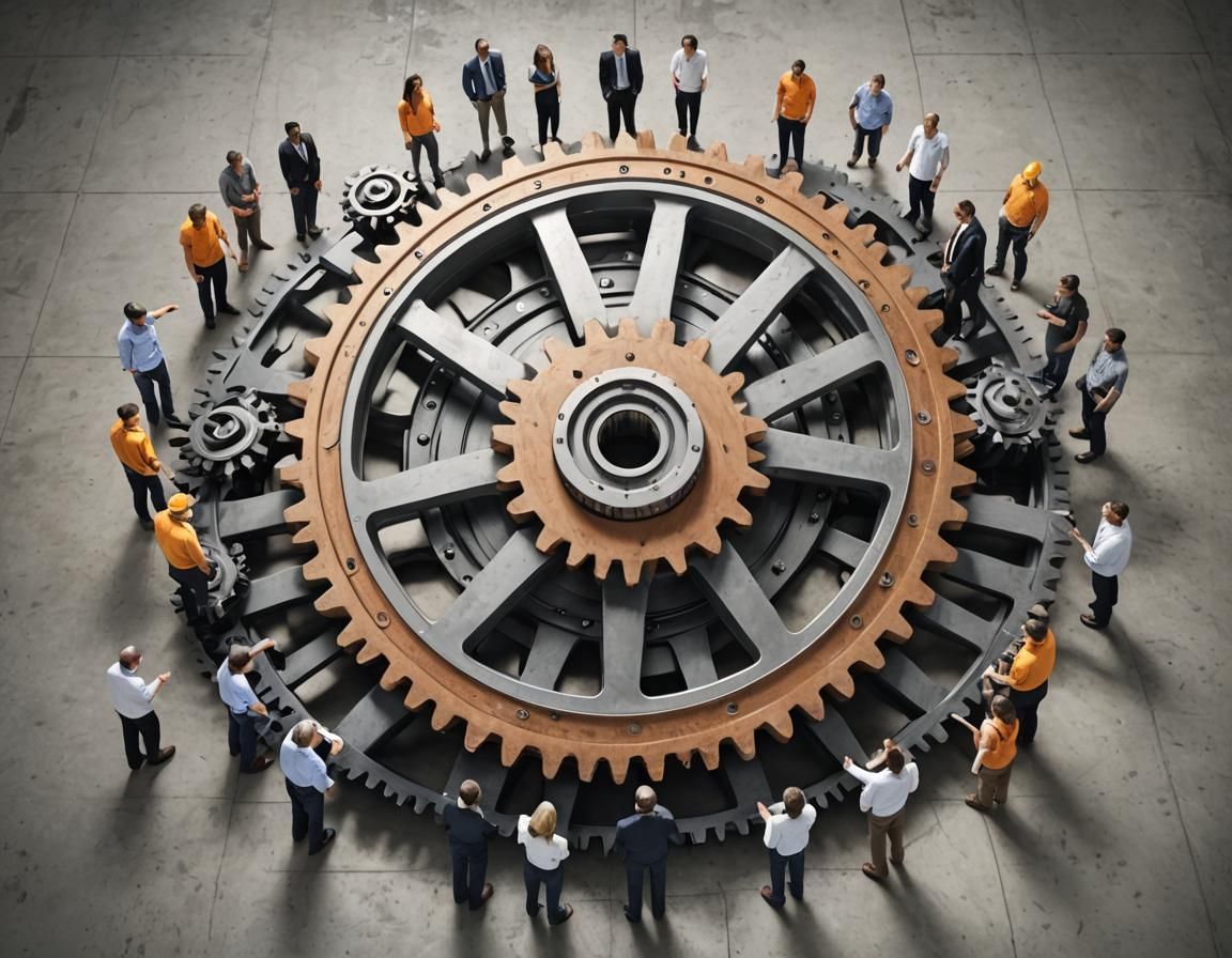 Effortless Teamwork in a Complex Gear System - AI Art