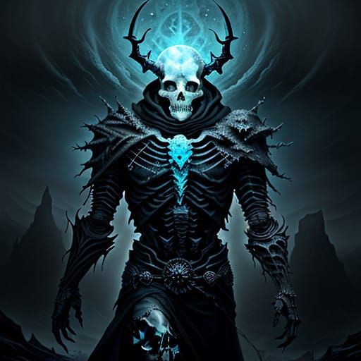 Ethereal Revenant in Frost-Encrusted Robes, Amidst... - AI Art