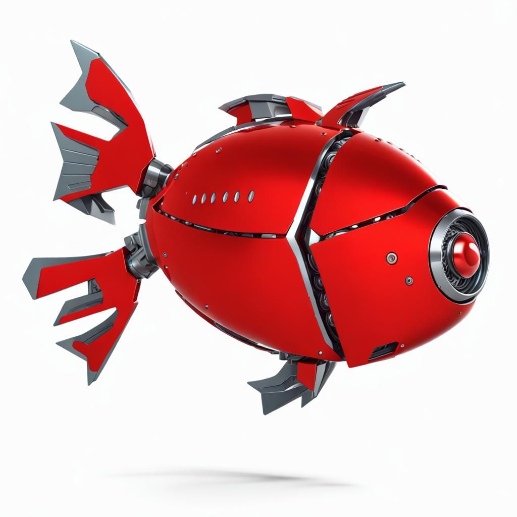 Futuristic Meta Fish Robot Art intricate mech details, ground level ...
