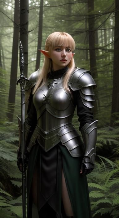 A Blonde, elf warrior in black cold-iron armor - AI Generated Artwork ...
