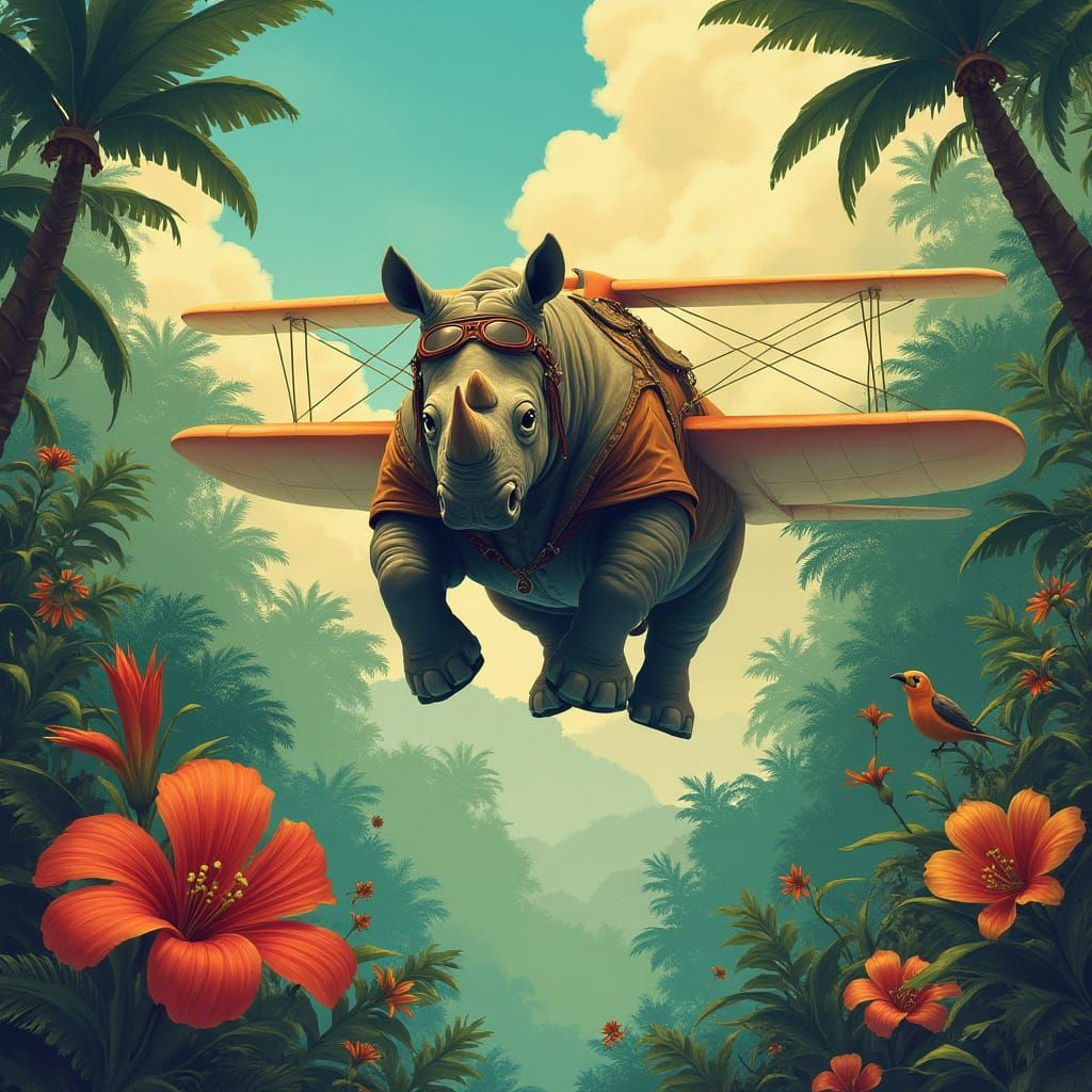 rino fly plane - Rhino Pilot Soars Through Futuristic Jungl...