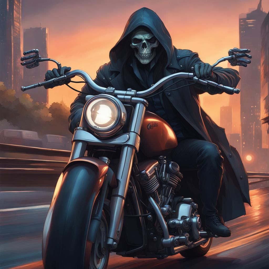 The Grim Reaper Riding A Motorcycle - AI Generated Artwork - NightCafe ...