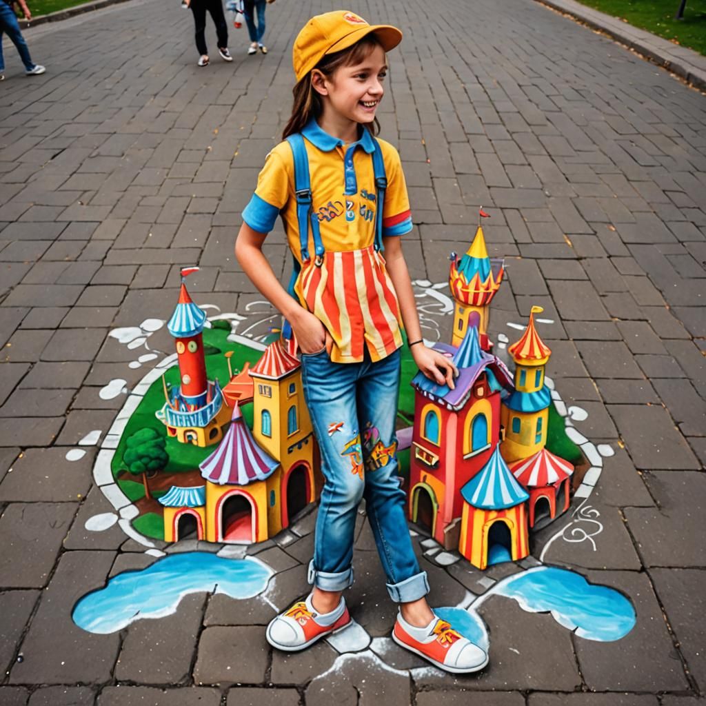 3d chalk sidewalk art optical illusion, crack in the ground depicting a ...